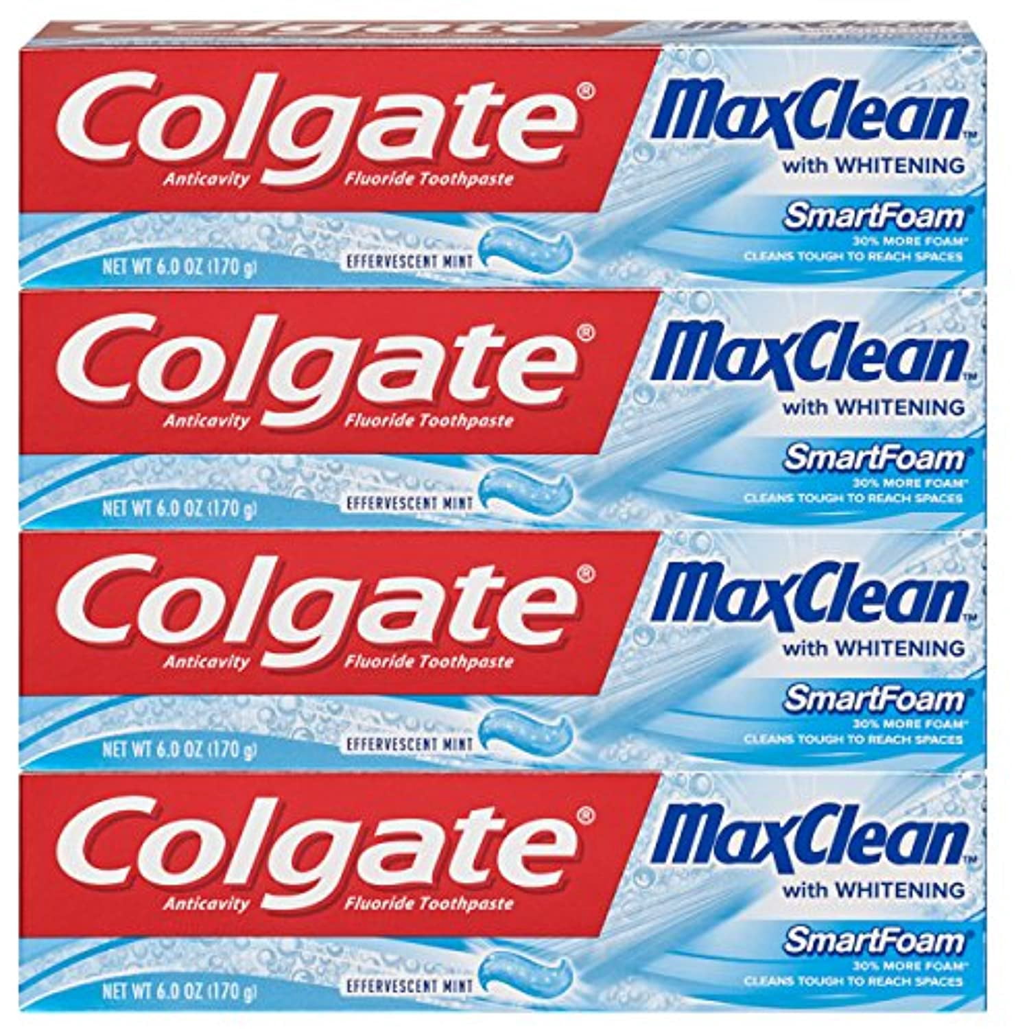 Colgate Maxclean Whitening Foaming Toothpaste With Fluoride, Light Blue ...