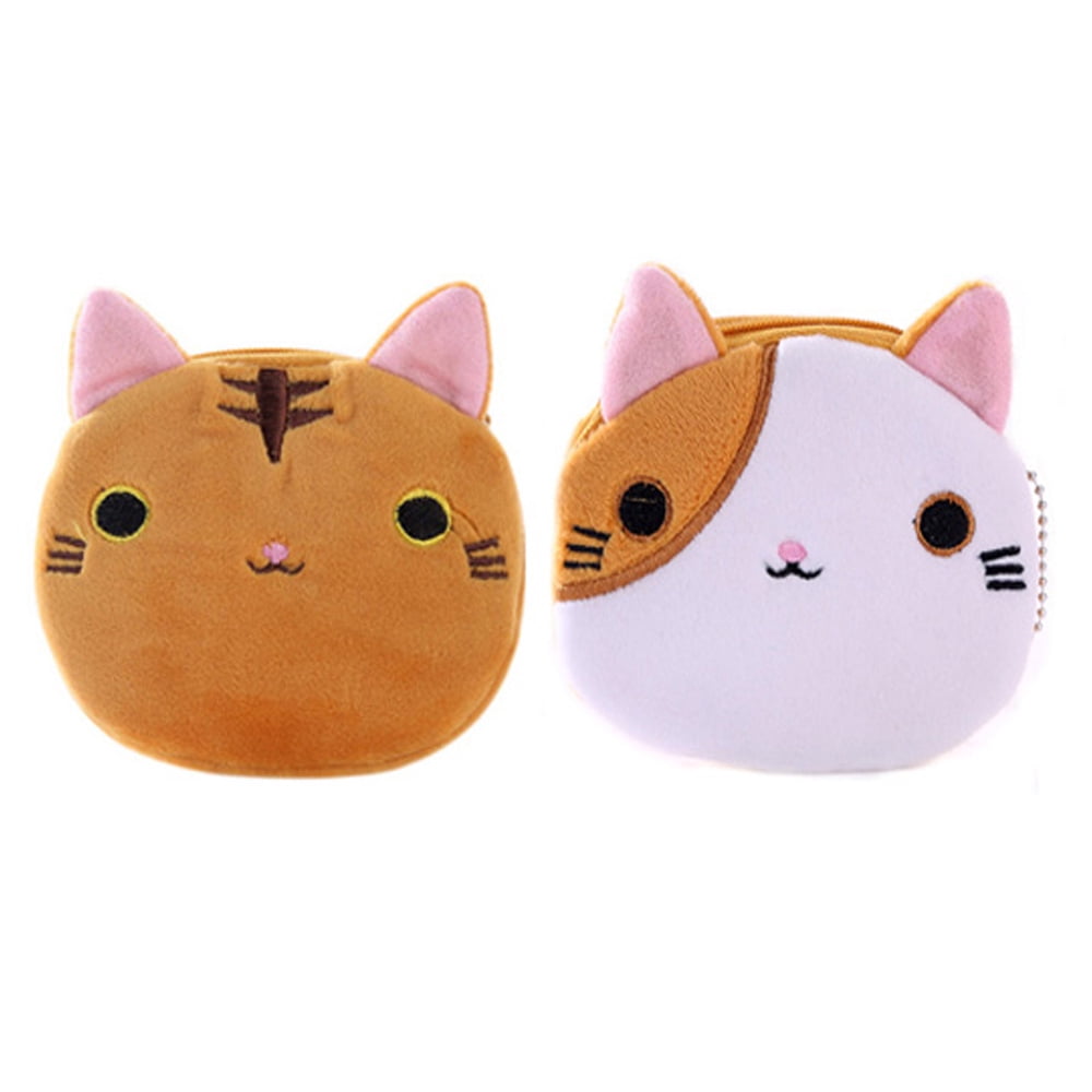 2 Pack Velvet Coin Purse Cute kitten Change Cash Bag Zipper Small Purse ...