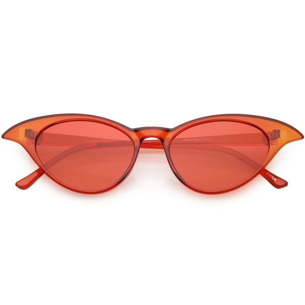 Translucent Retro Cat Eye Sunglasses Color Tinted Lens 52mm Red