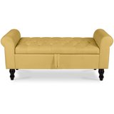 Storage Bench with Upholstered Rolled Arm Ottoman Bench Couch w/ Solid ...