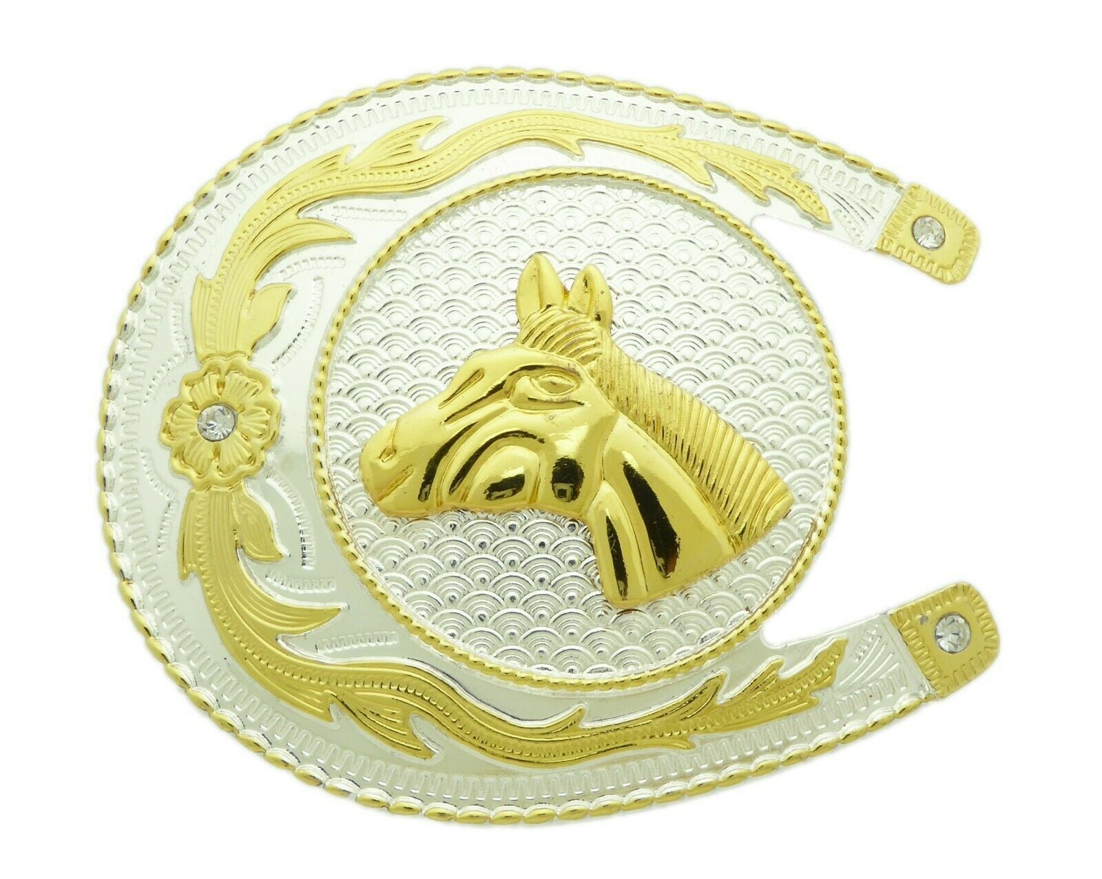 Horse Belt Buckle Western Texas Rodeo Costume Horseshoe Fashion Gold ...