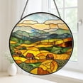 Autumn Countryside Landscape Stained Glass Suncatcher, Rolling Hills ...