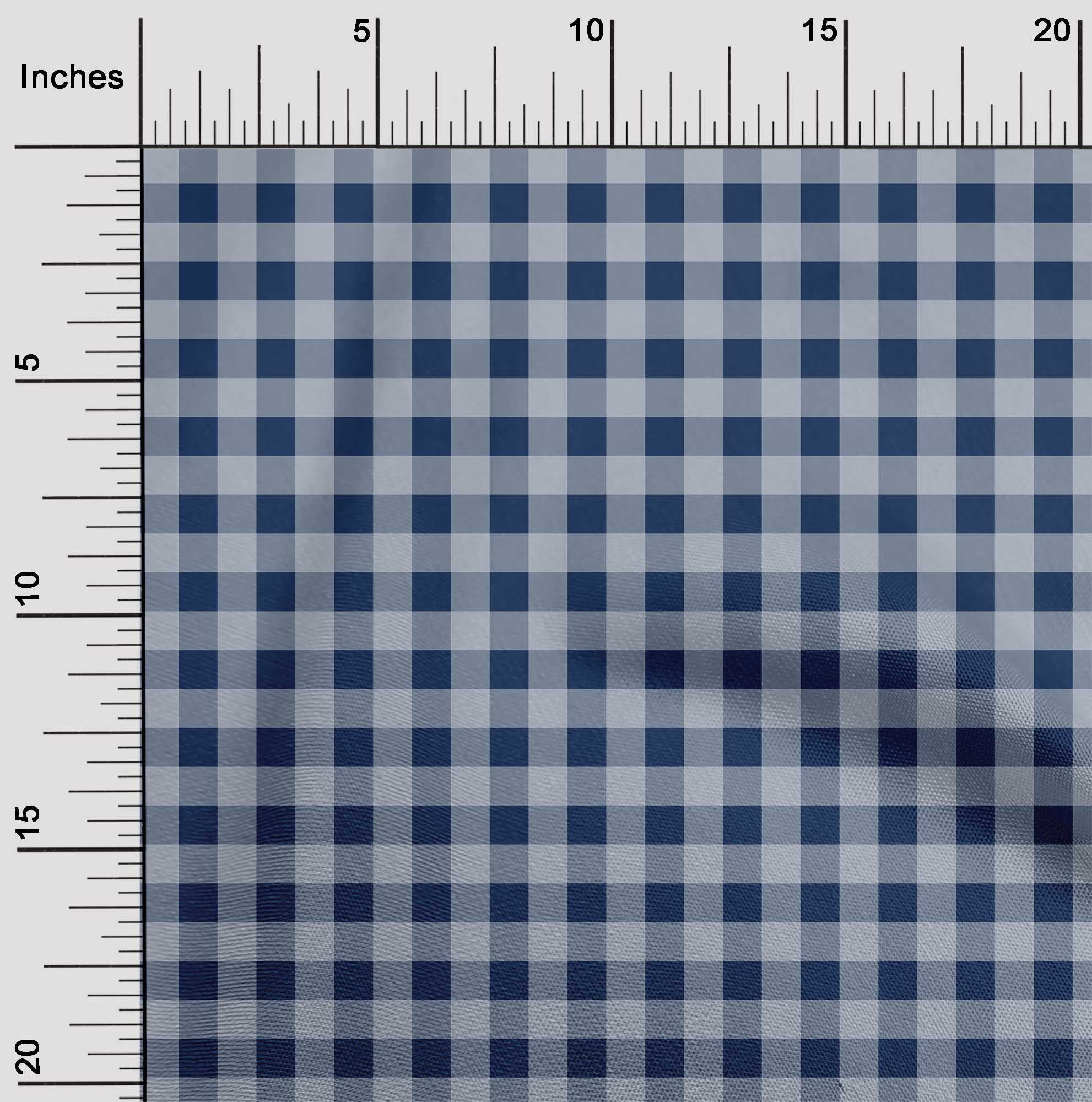 oneOone Polyester Lycra Navy Blue Fabric Gingham Check Dress Material ...