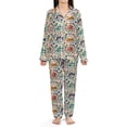 Boho Floral Cat All-Over Print Satin Long Sleeve Pajamas Set, Cat Lover ...