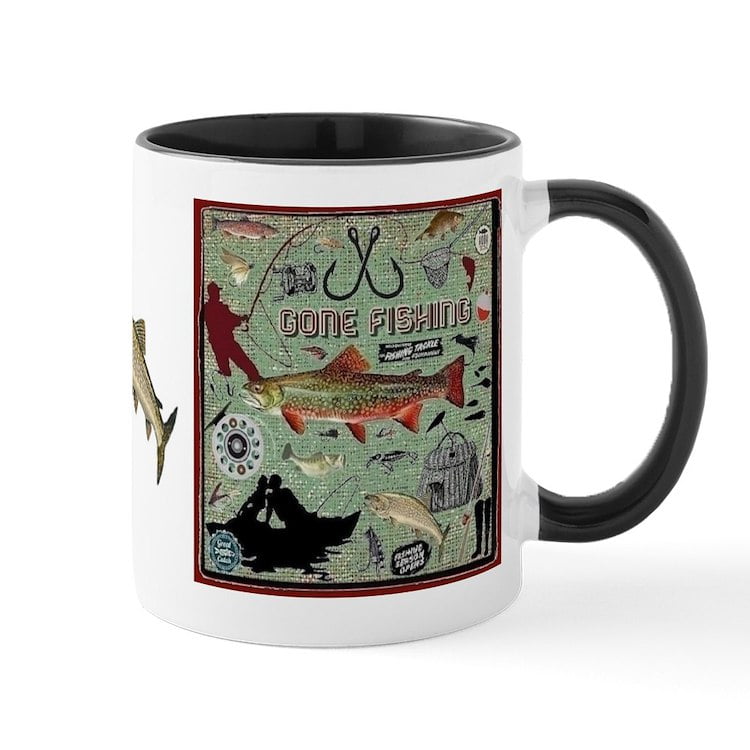 CafePress - Gone Fishing Mug Mugs - 11 oz Ceramic Mug - Novelty Coffee ...