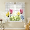 Blue Red Yellow Tulips Sheer Curtains Swag Valances for Windows Country ...