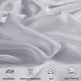 JIUZHEN Grey Sheer Curtains 84 Inches Long - Semi Transparent Light Filtering Grommet Window ...