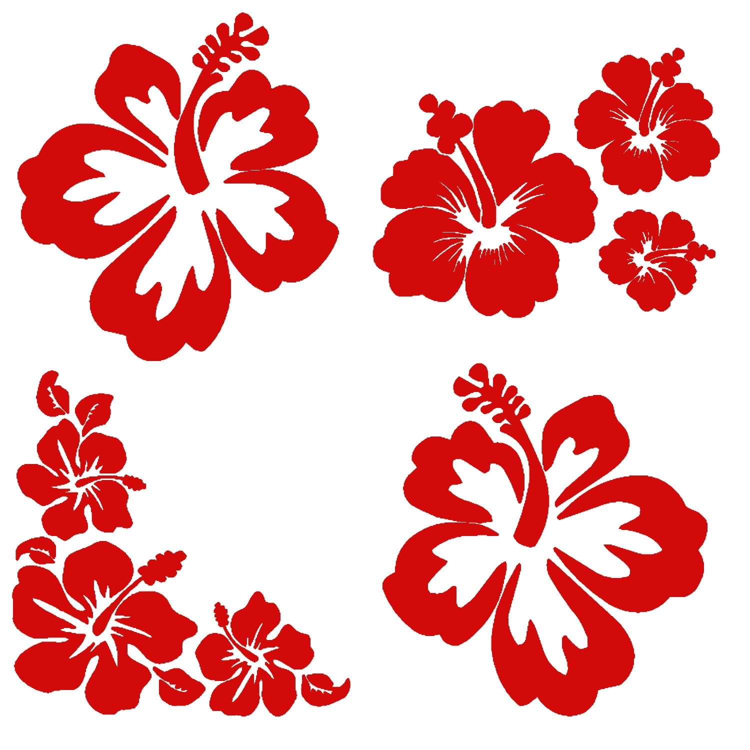 Hibiscus Hawaiian Flower Decals 4 Pack - Walmart.com