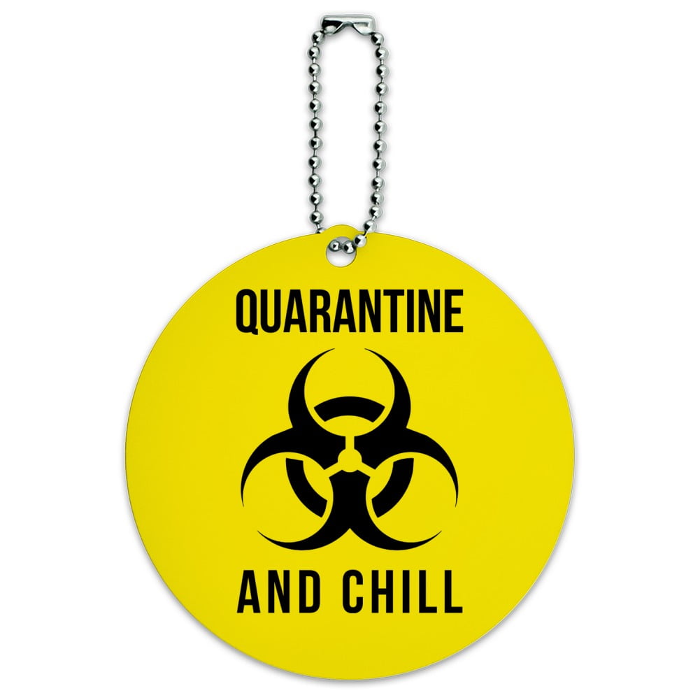Biohazard Quarantine and Chill Round Luggage ID Tag Card Suitcase Carry ...