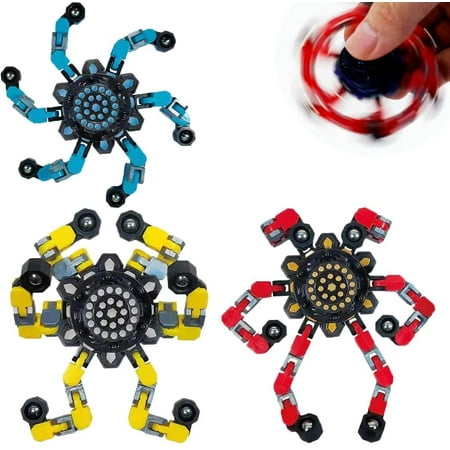 3 pieces of spinning top toys, DIY chain mechanical transformable ...