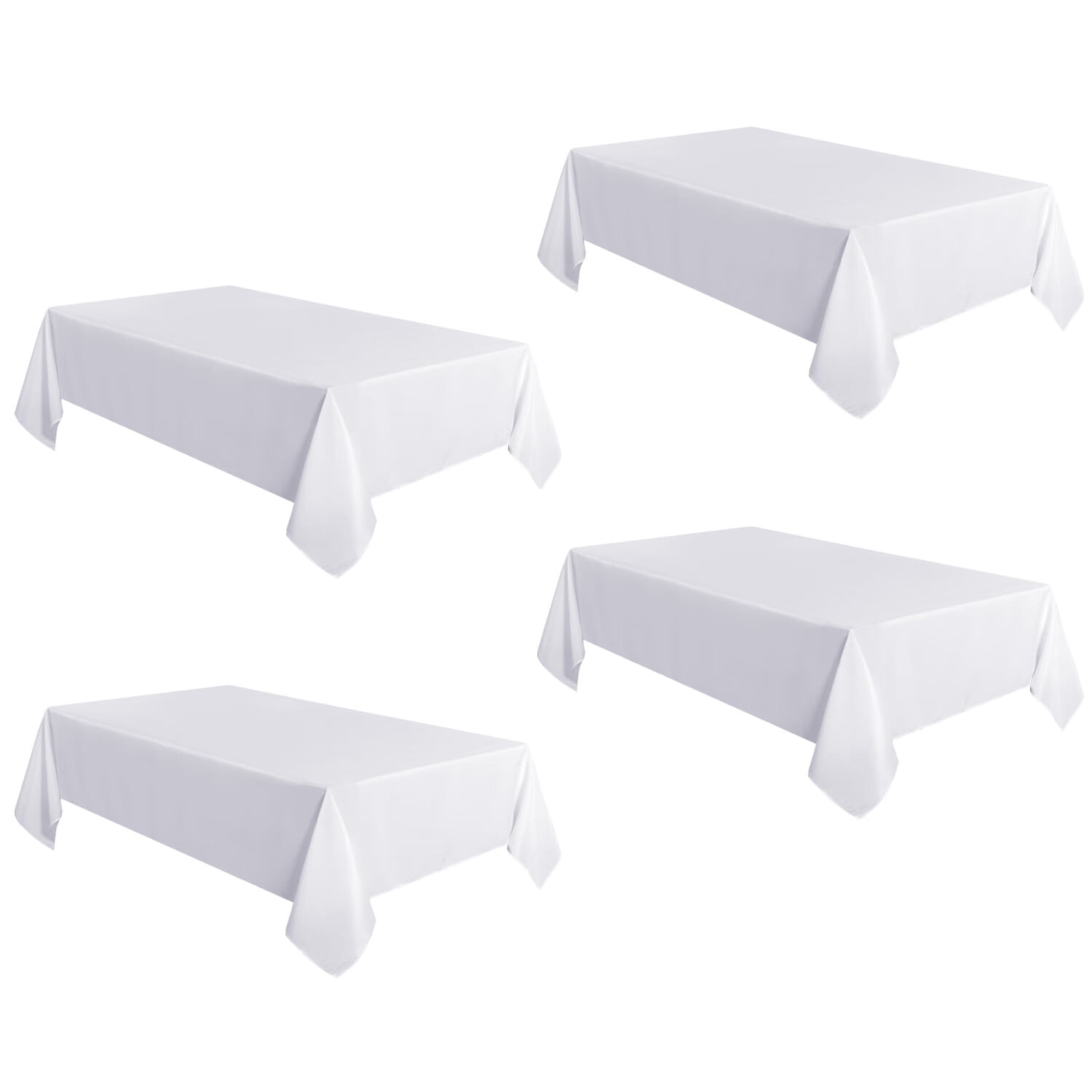 LUSHVIDA 4 Pack White Tablecloths 60 inch x 84 inch Rectangle Table ...