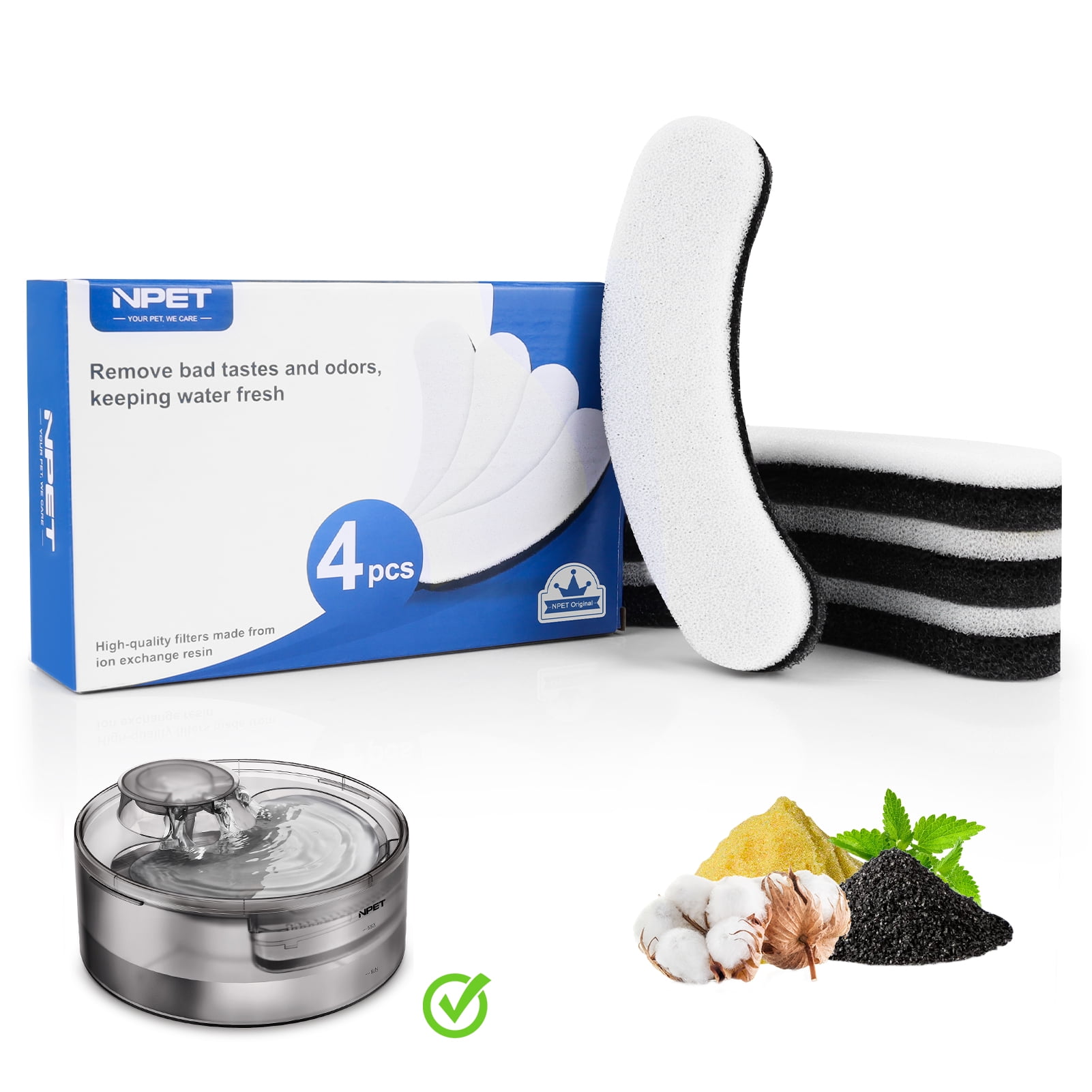 NPET Dog Water Fountain Replacement Filters for DF10 Dog Fountain(4pcs ...
