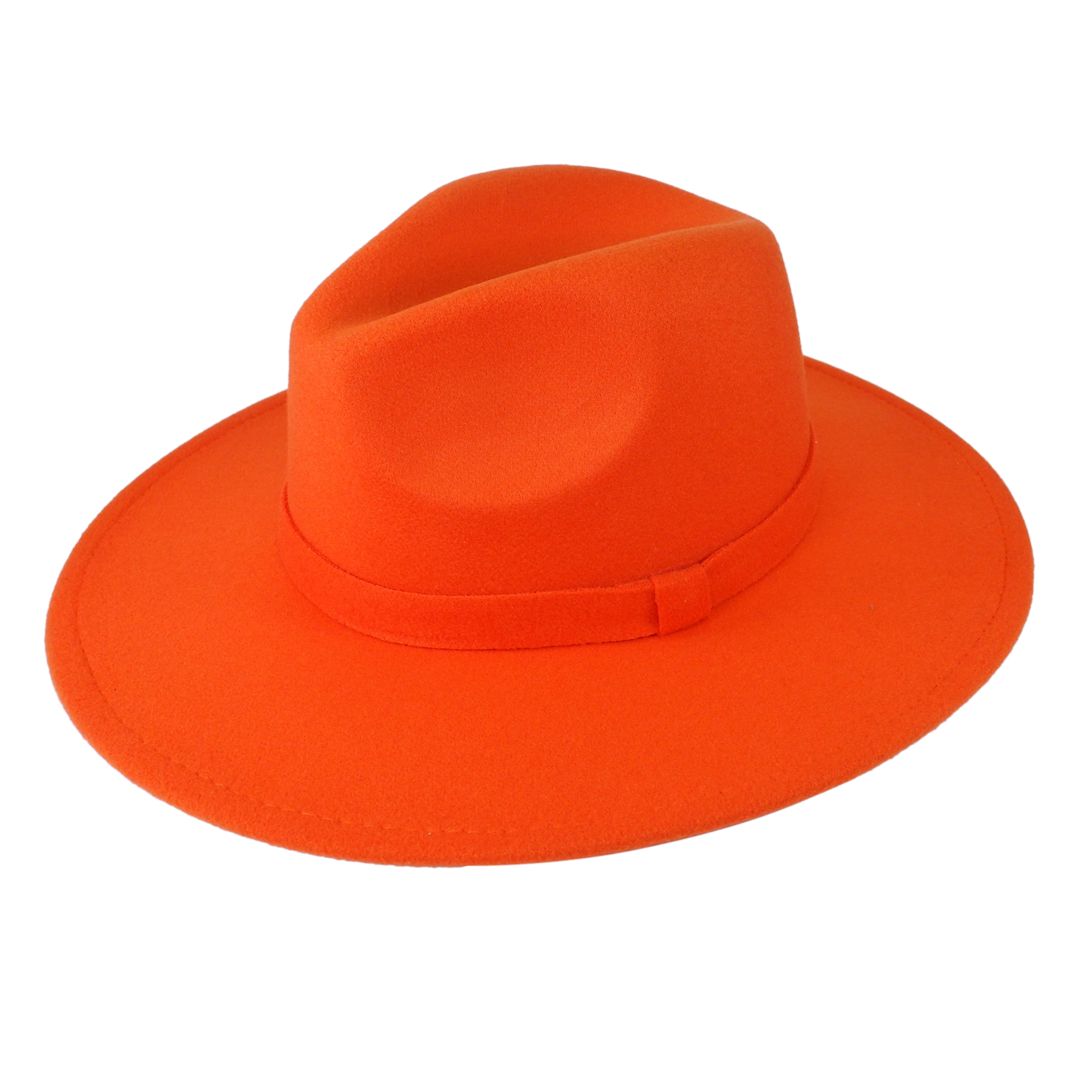 Orange Fedora Panama Upturn Wide Brim Cotton Blend Felt Hat - Walmart.com