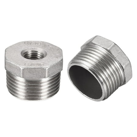 Uxcell 1 PT Male to 1/4 PT Female 304 Stainless Steel Pipe Fitting Reducing Hex Bushing 2 Pack ...