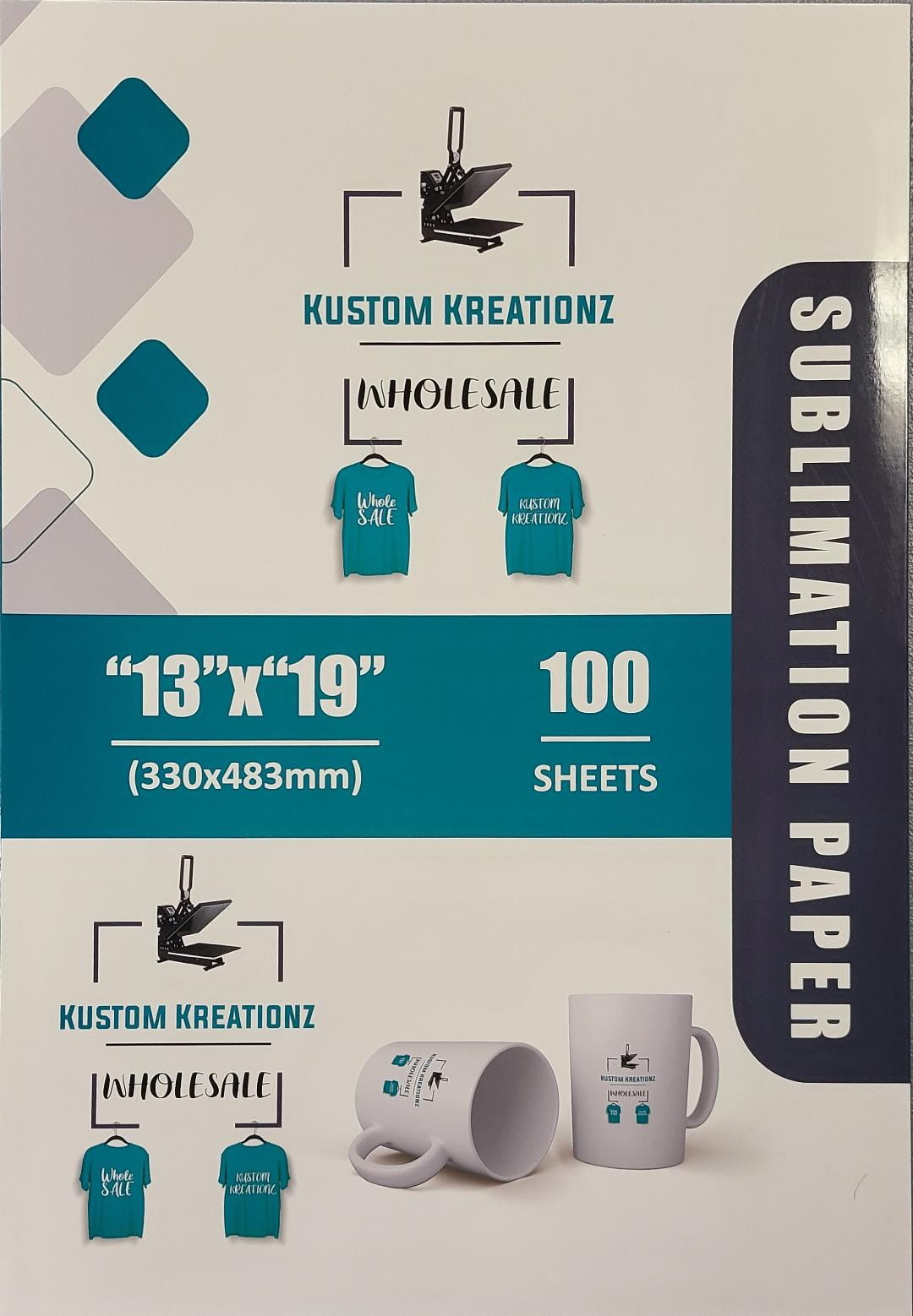 Kustom Kreationz Sublimation Paper100 Sheets Easy to Transfer ...