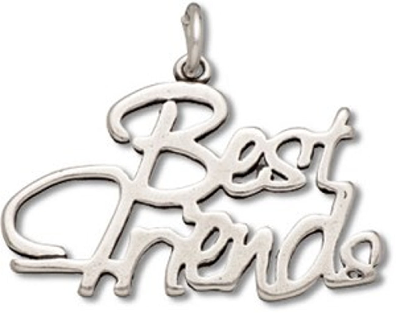 Sterling Silver 18" 1mm Box Chain Cursive Writing Best Friends Pendant ...