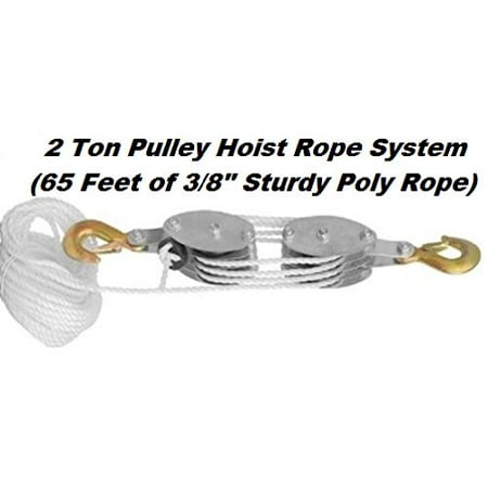 Katzco Poly Rope Pulley Block and Tackle Hoist with Safety Snap Hook ...