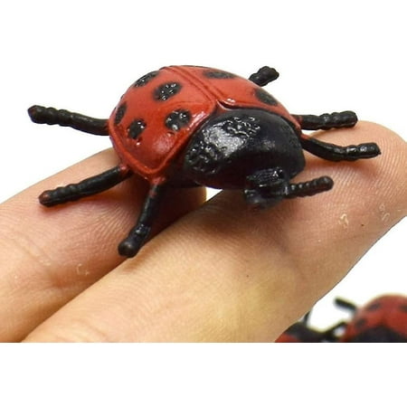 Xizioo 25 Pieces Mini Ladybug Figurine Realistic Fake Ladybug Garden ...