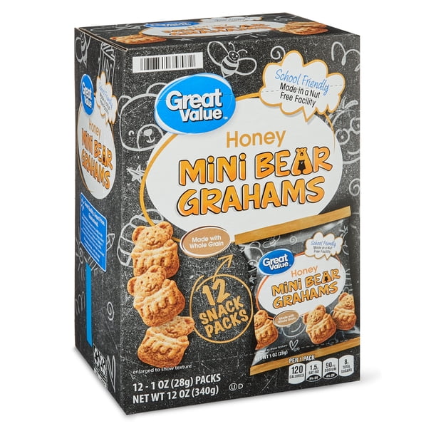Great Value Honey Mini Bear Grahams, 12 oz, 12 Pack - Walmart.com