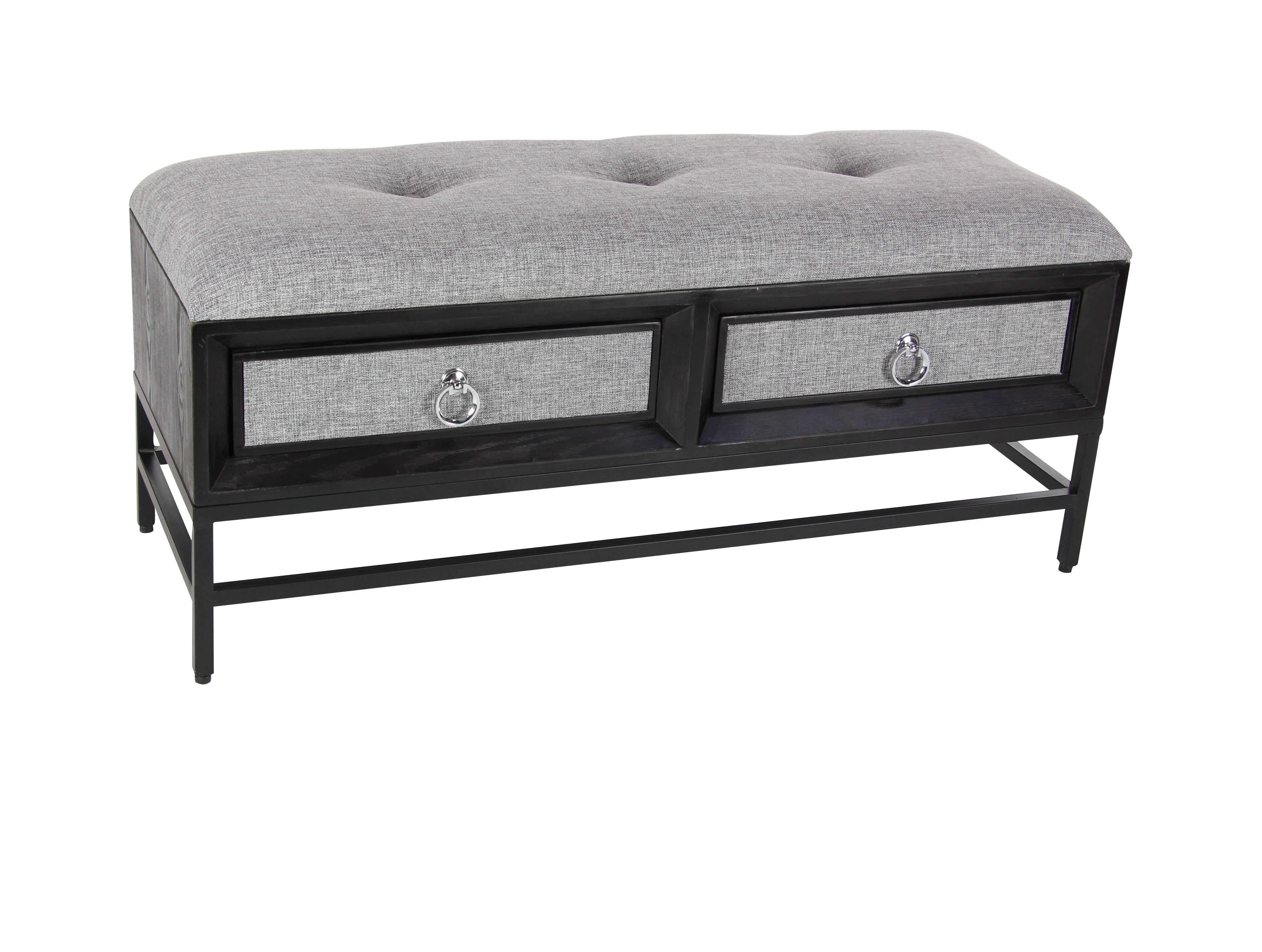 DecMode 43" x 20" Grey Wood Contemporary Storage Bench - Walmart.com