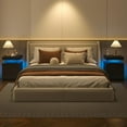 Nightstands Set of 2, LED Night Stand Set 2, Modern Bedside Table with ...