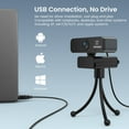 TOPVISION 2K Webcam with Tripod Stand, Black, Built-In Microphone ...