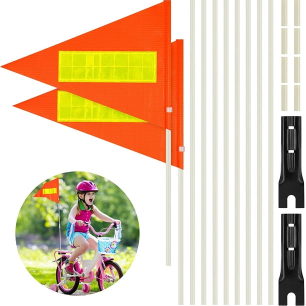 2 Sets 6 Feet Bicycle Safety Flag Pole, Splicing Safety Flag with ...