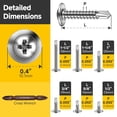 185 Pieces #8 Self Tapping Screws Assortment Kit for Metal, Length 1/2 ...