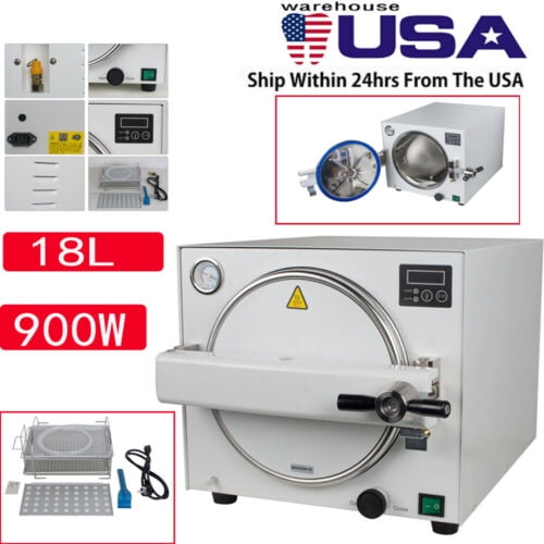 Dental Medical 18L Autoclave Sterilizer Vacuum Steam Sterilization 900W ...