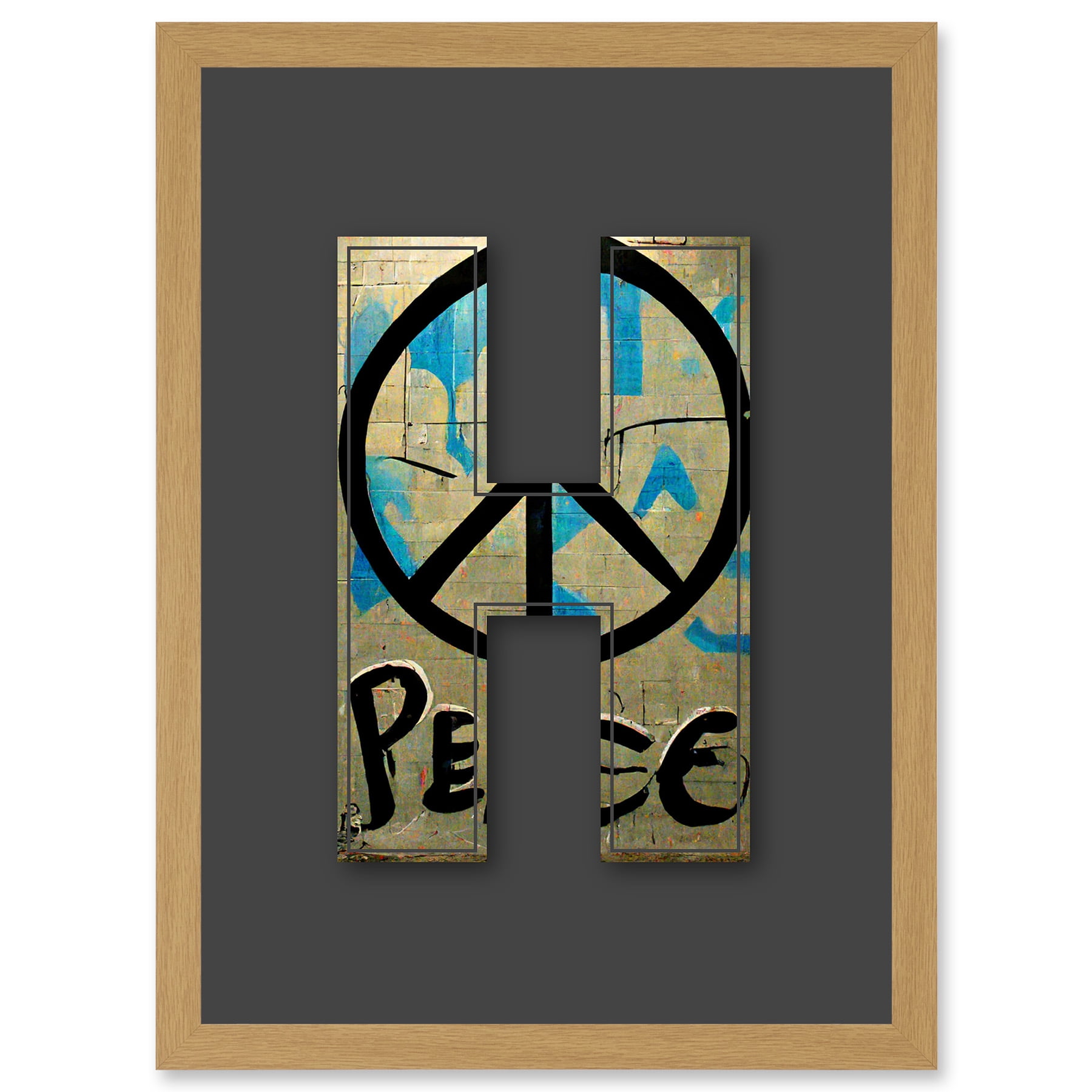 Letter H Peace Sign Beige Black Decorative Graffiti Mural Alphabet ...