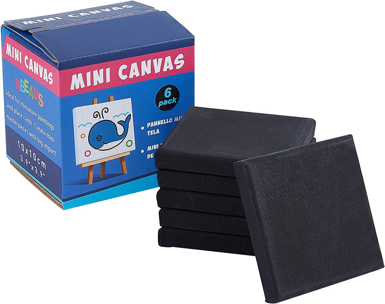 6 Packs 4x4 Inch Mini Canvas Panel Black Canvas Painting Sketchpad ...