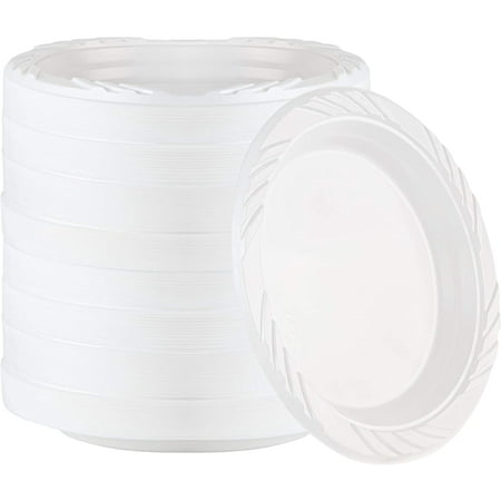 100 Count Disposable 10 Inch White Plastic Dinner Plates Extra Large ...