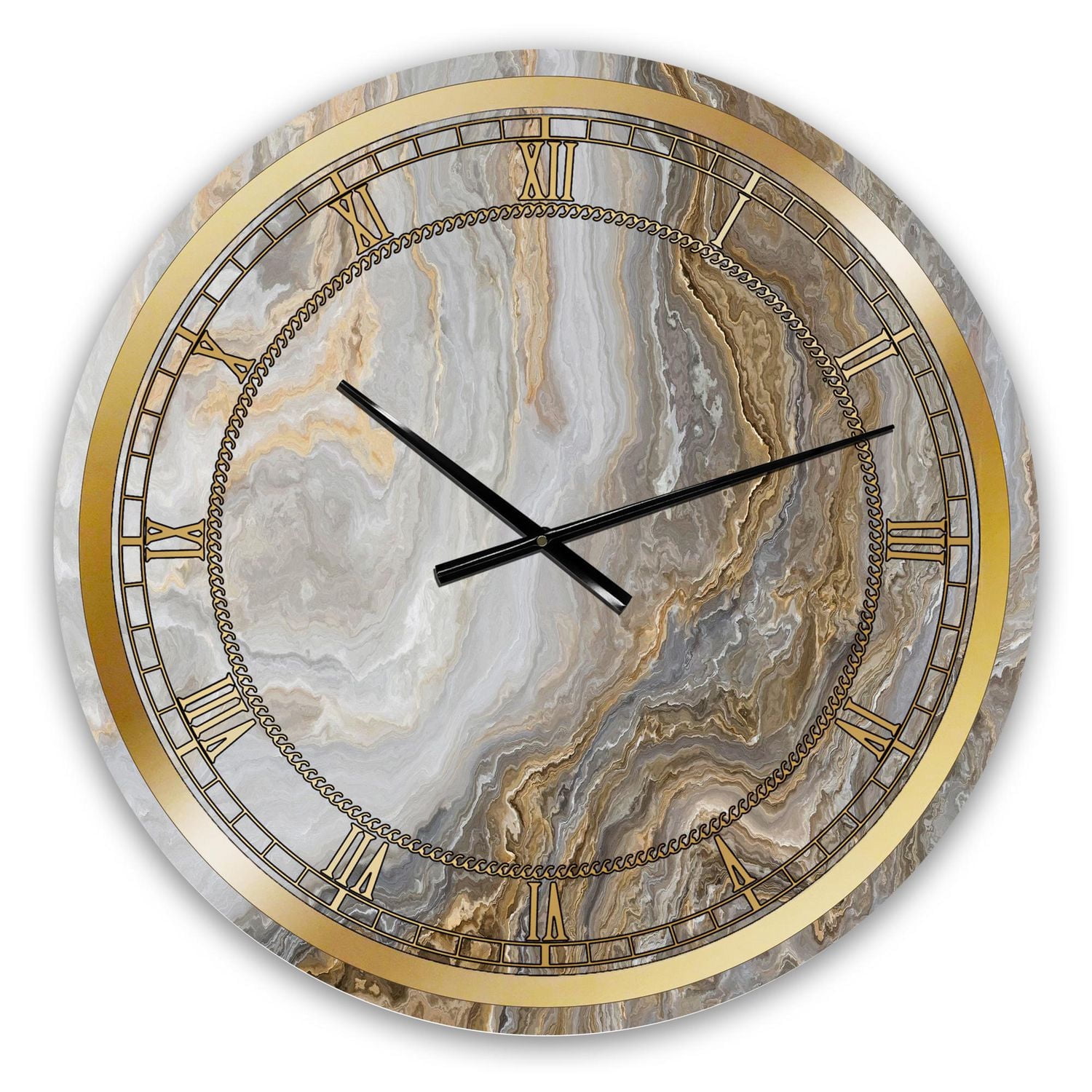 Designart 'White Marble with Curley Grey and Gold Veins' Glam wall ...