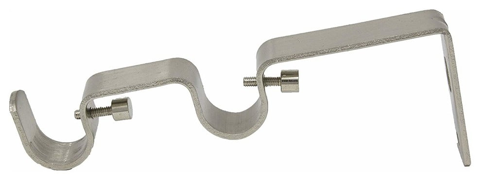 Urbanest Double Curtain Rod Bracket for 3/4" or 5/8", Brushed Steel ...
