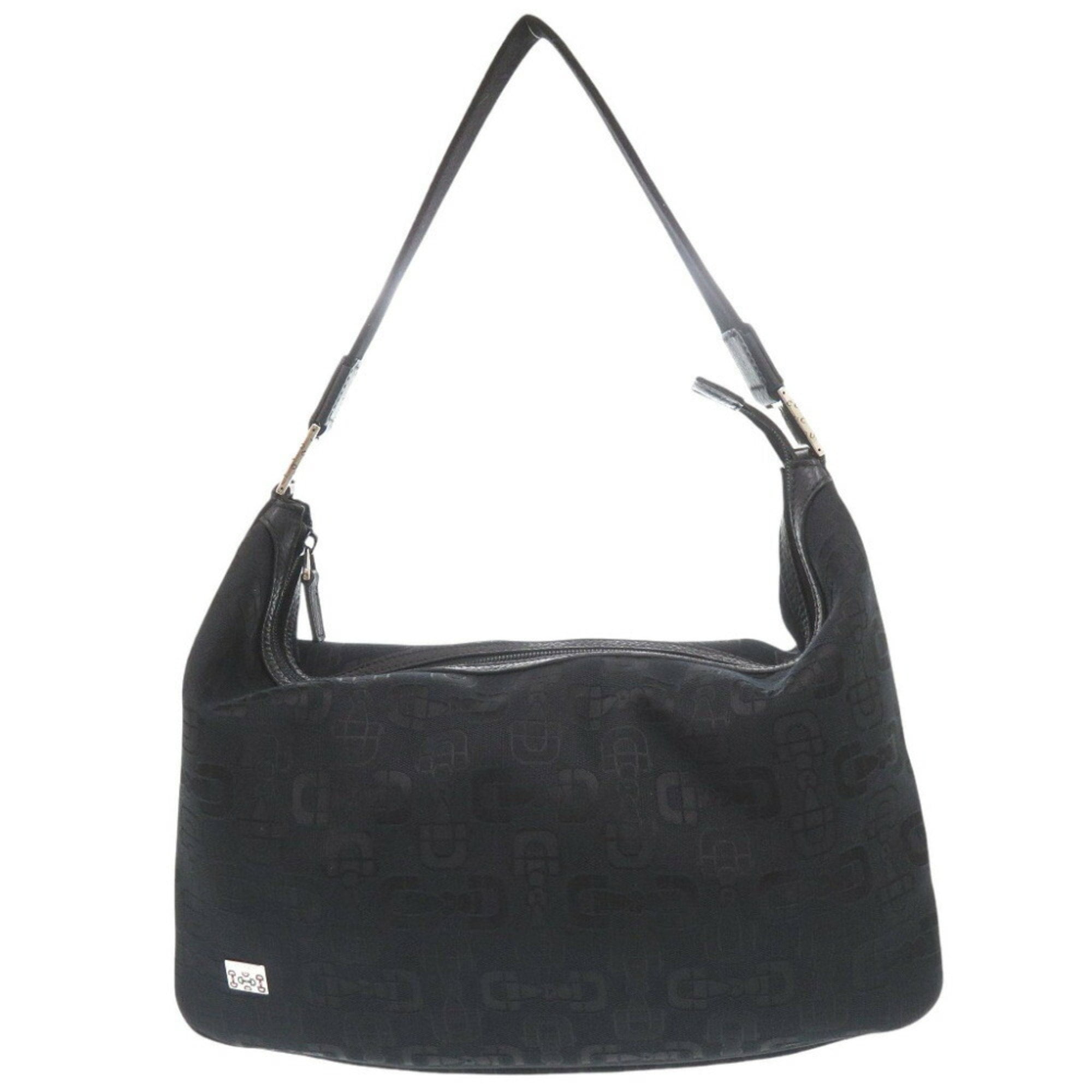 Pre-Owned Gucci Horsebit Pattern 211523 Canvas Black Shoulder Bag ...
