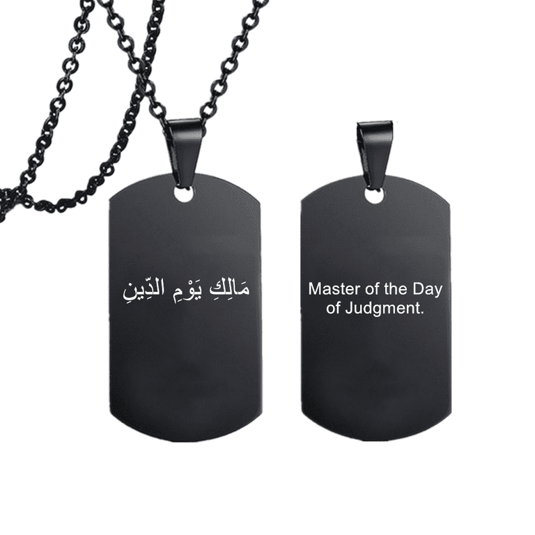 Stainless Steel Islamic Allah Protection Quran Necklace Inspirational Muslim Arabic Verse Pendant Chain Religious Islam God Prayer Amulet Jewelry for