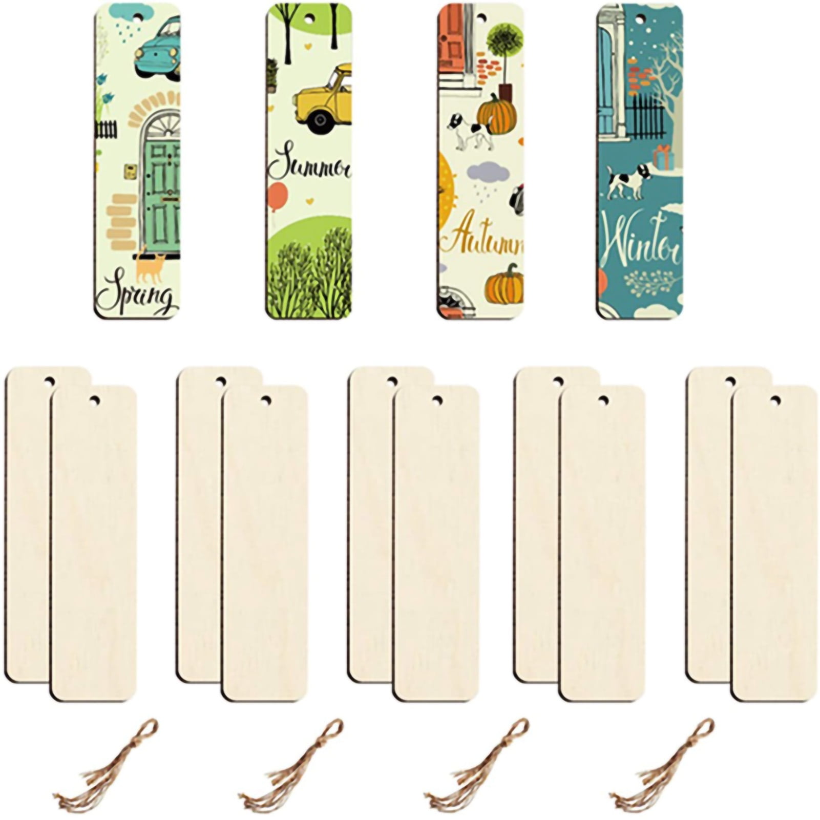 Travelwant 20Pcs/Set Wood Blank Bookmarks DIY Wooden Craft Bookmark ...