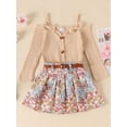 Aojekbee Kids Girls Skirt Set, Long Sleeve Bows T-shirt with Floral ...