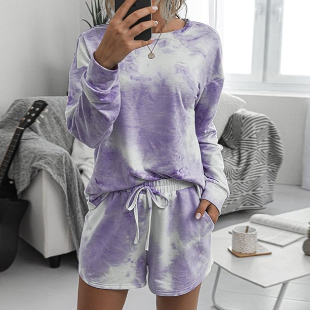 zanvin Tie Dye Pajamas Set Womens Loungewear Sleepwear 2 Piece PJ Sets ...