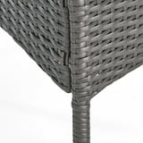 GDF Studio Hahn Outdoor Acacia Wood and Wicker 5 Piece Dining Set with ...