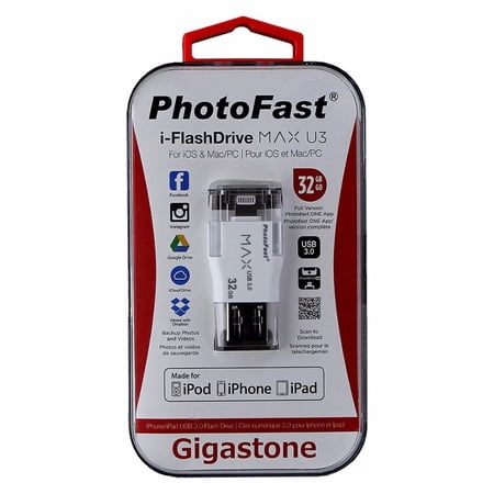 PhotoFast Gigastone USB 3.0 i-FlashDrive MAX U3 for iOS - White 32GB ...