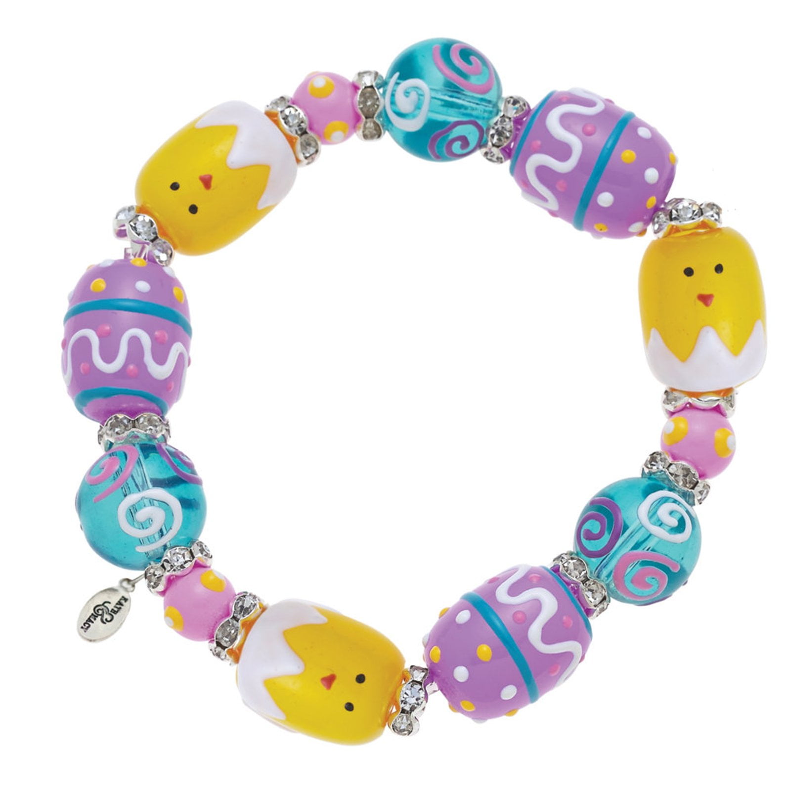 Easter Chick Rhinestone Glass Beaded Kate and Macy Stretch Bracelet ...