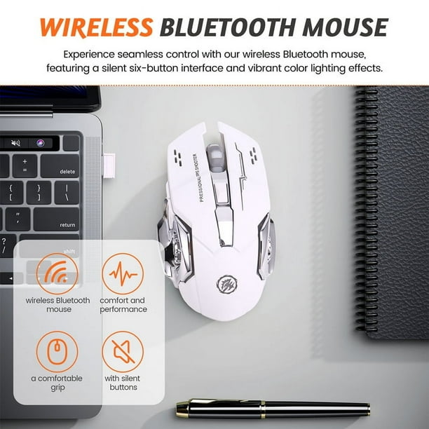 RatóN InaláMbrico Silencioso Recargable por USB para Juegos, RatóN ...