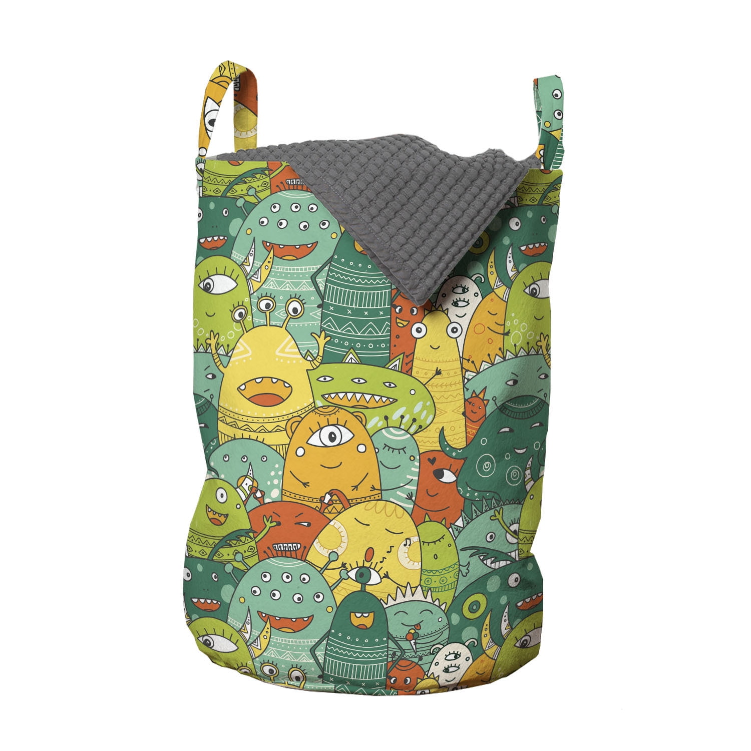 Cartoon Laundry Bag, Funny Scary Monsters Halloween Characters Party ...
