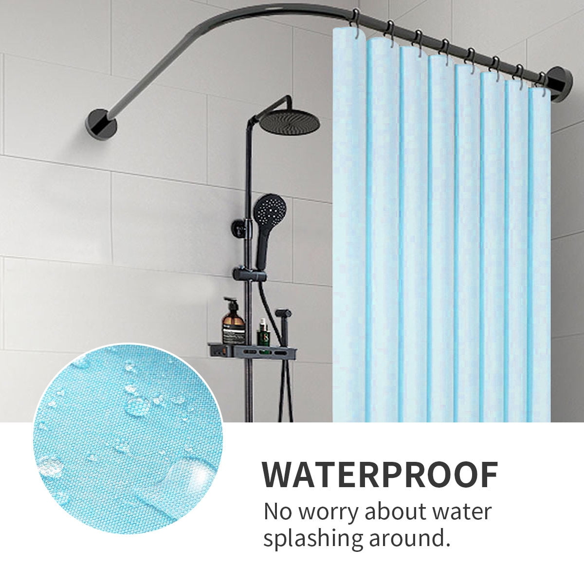 Click here for Showeroro Waterproof Shower Curtain Blue Peva Ligh... prices