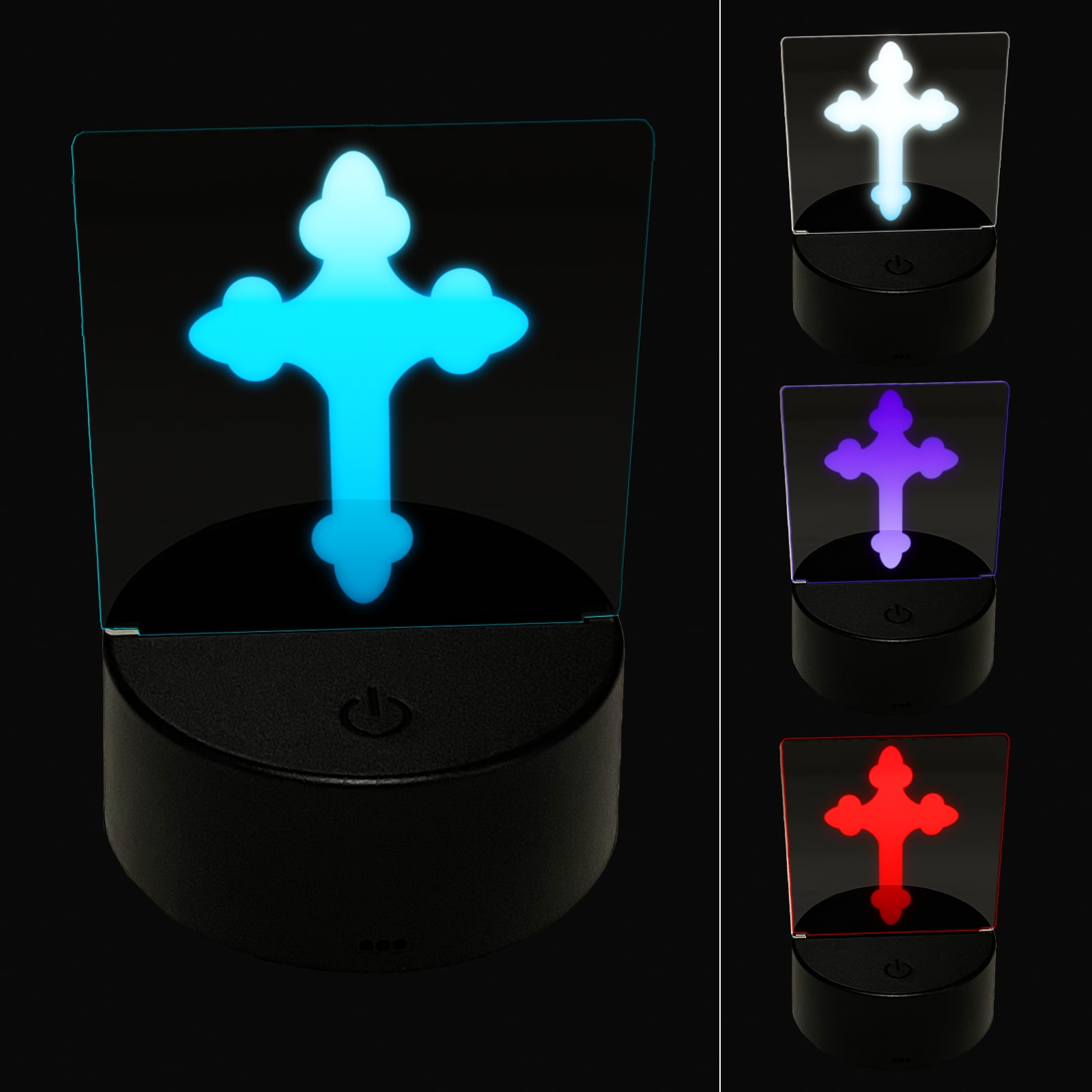 Cross Doodle Christian LED Night Light Sign 3D Illusion Desk Nightstand ...