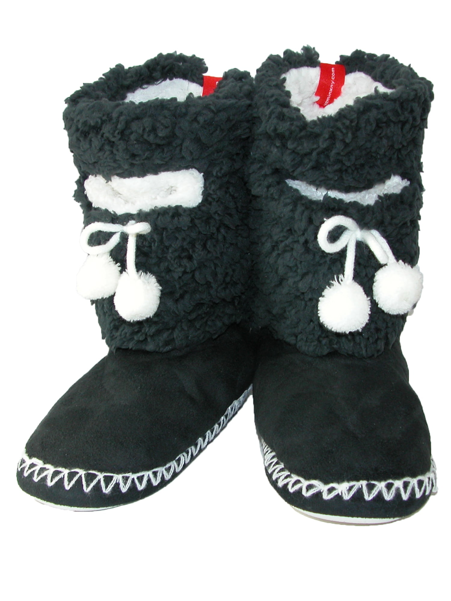 Minx NY Women's Solid Color Fuzzy Boot Slippers with Phone Pocket ...