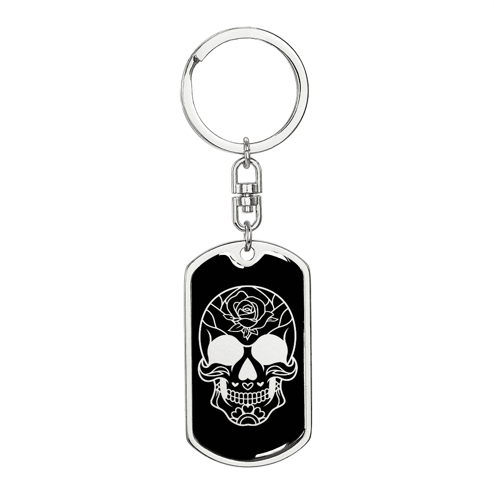 Calavera Mexican Sugar Skull 11 Keychain Stainless Steel or 18k Gold ...