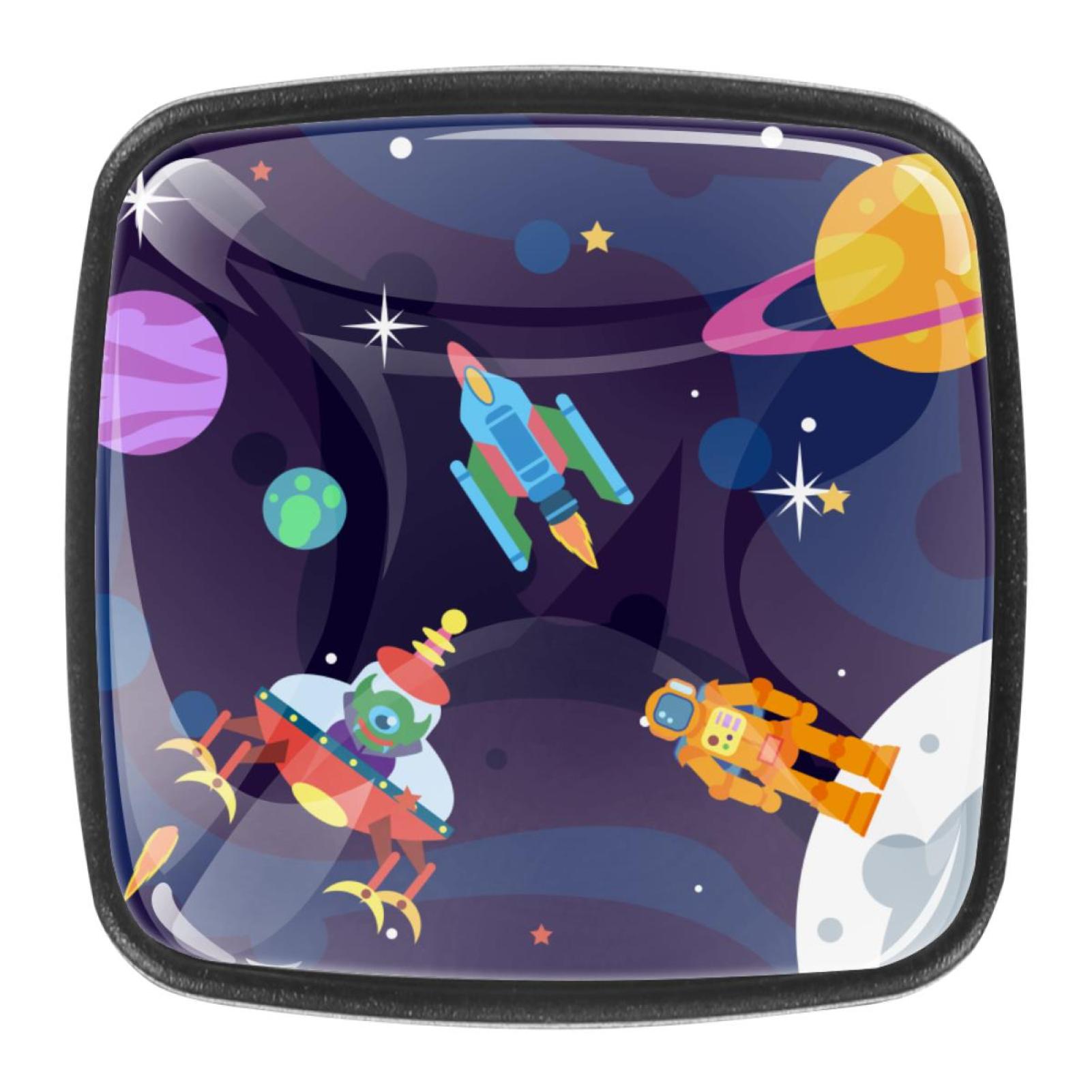 4 Pcs Square Cabinet Handle Cupboard Knob Drawer Pulls Handle Outer ...