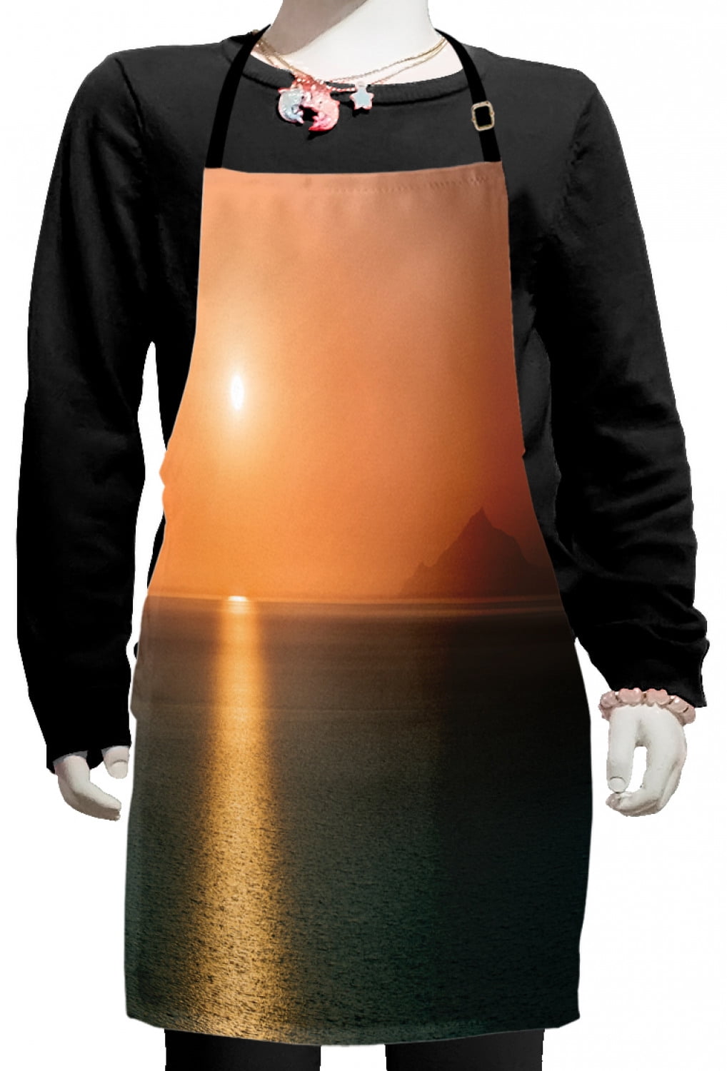 Burnt Orange Kids Apron, Sunrise over Ocean Burnt Horizon Reflection ...